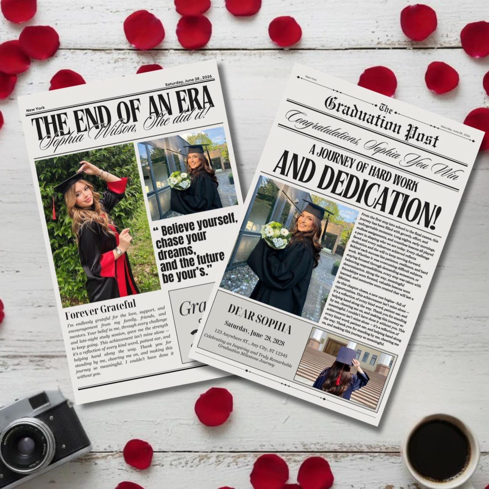 Graduation Newspaper Template 2026, Editable Canva Grad Announcement ...