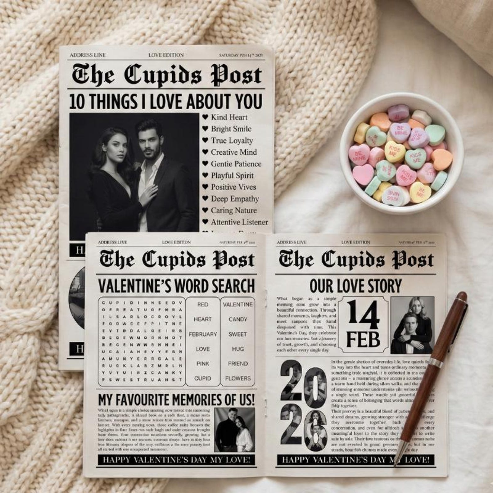 Editable Valentine Newspaper Canva Template, 4-page Couple Photo ...