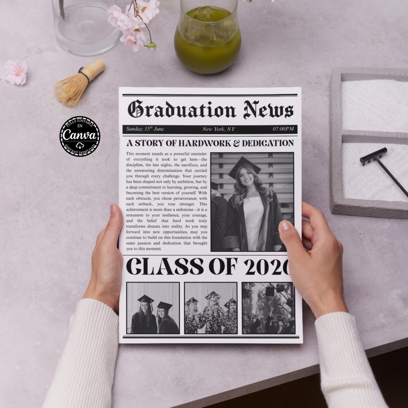 Graduation Newspaper Template | Class of 2026 Grad Party Invite ...