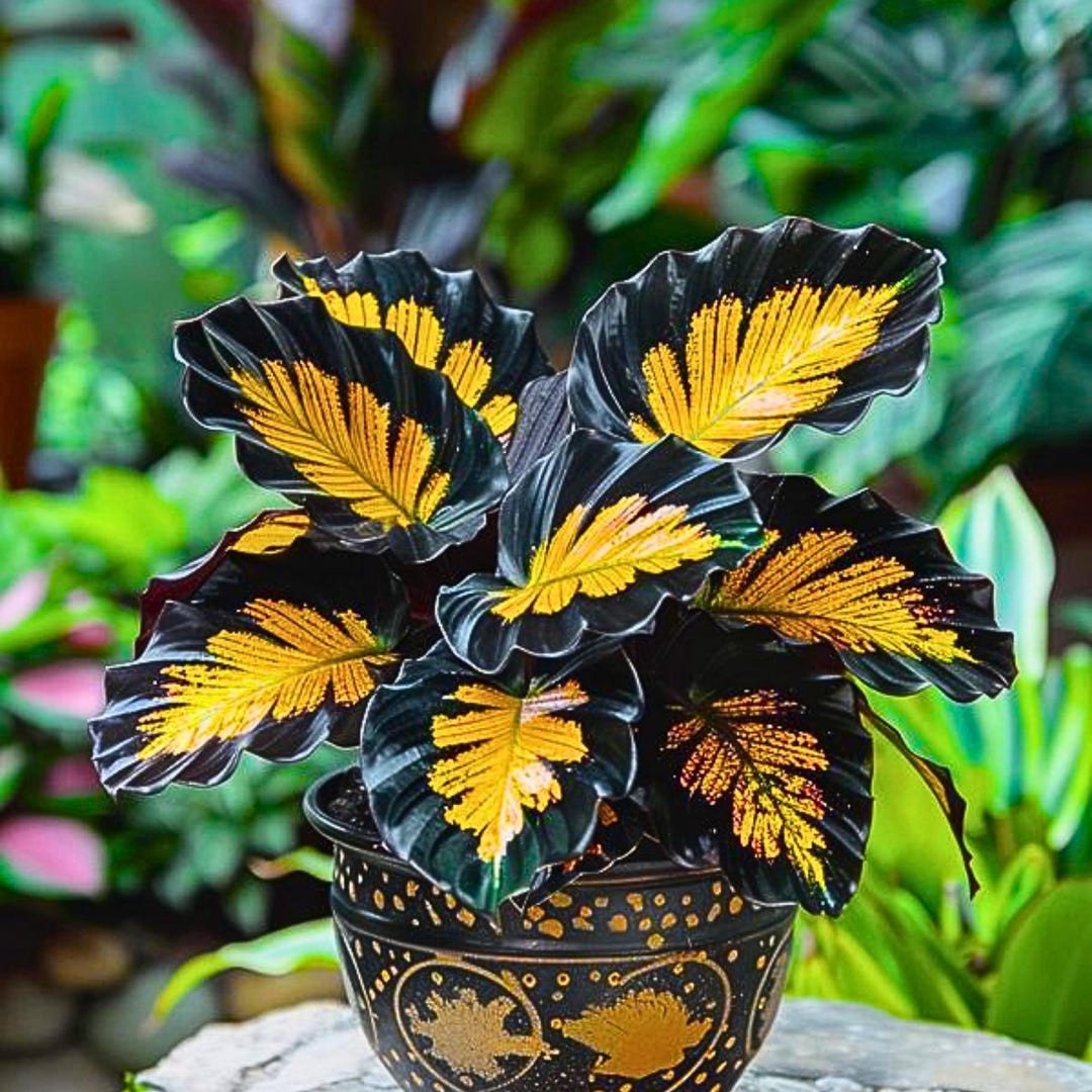 25 Sunburst Calathea Seeds – Decorative Foliage Plant for Indoor Pots ...