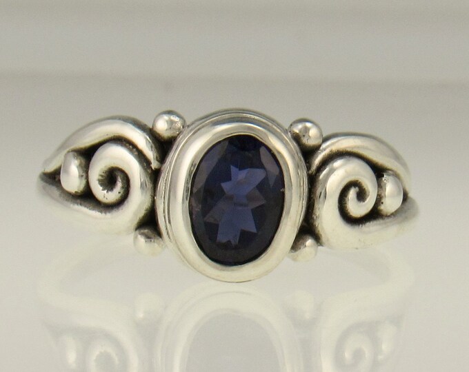 Sterling Silver 8x6 Oval Iolite Ring- Handmade One of a Kind Artisan ...