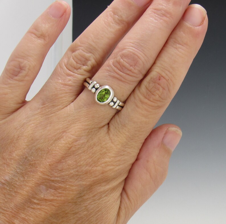 Sterling Silver 8x6 Mm Peridot Ring Size 9 1/4 Handmade One - Etsy