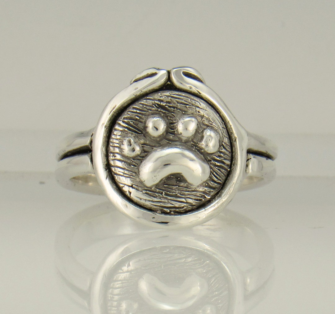 Sterling Silver Paw Print Ring, Handmade One of a Kind Artisan Ring ...