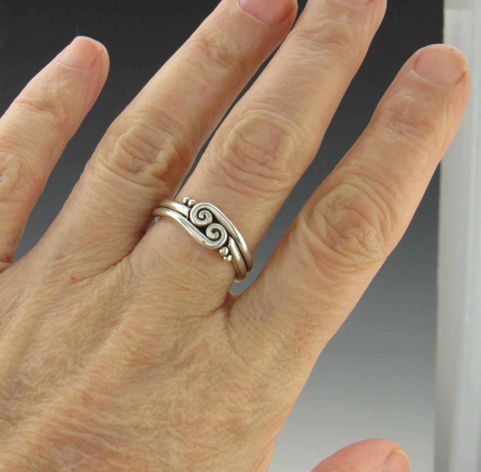 Sterling Silver Swirl Band Handmade One of a Kind Artisan | Etsy