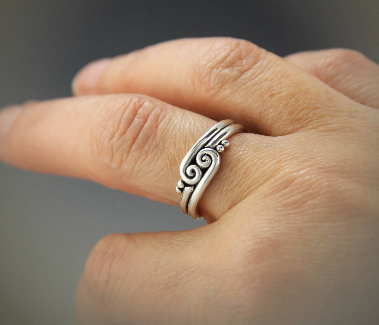 Sterling Silver Swirl Band Handmade One of a Kind Artisan | Etsy