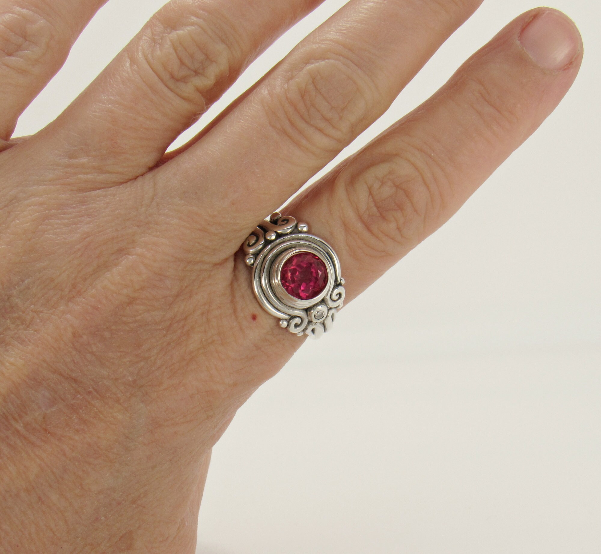 Sterling Silver Ring with 8 mm Blush Pink Topaz and .035ct | Etsy