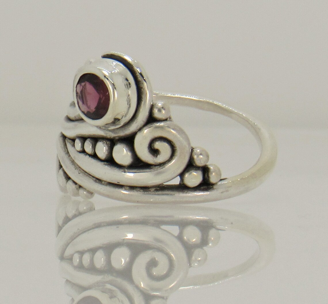Sterling Silver Ring With 5 Mm Grape Garnet Handmade One of a - Etsy