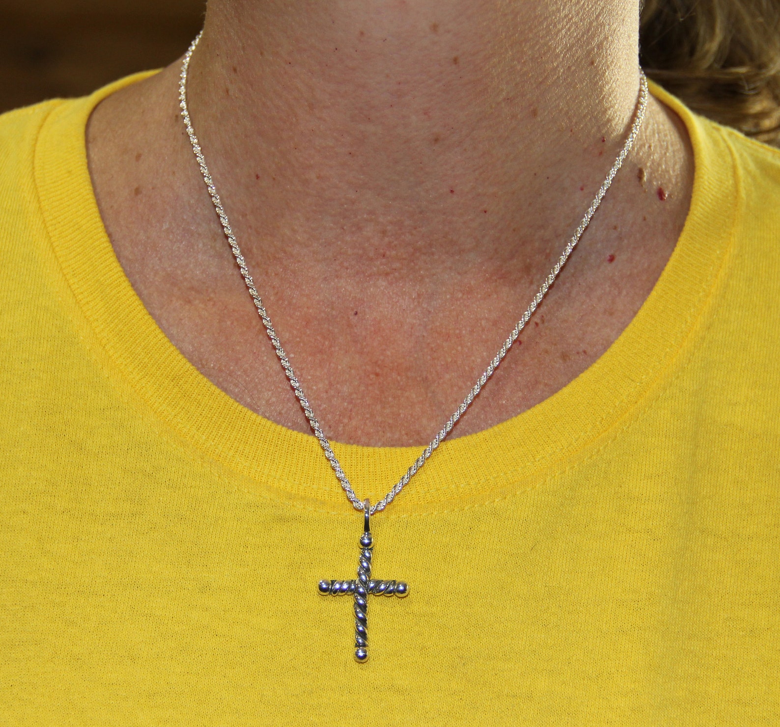 Sterling Silver Twisted Cross Pendant with 18 SS Chain | Etsy