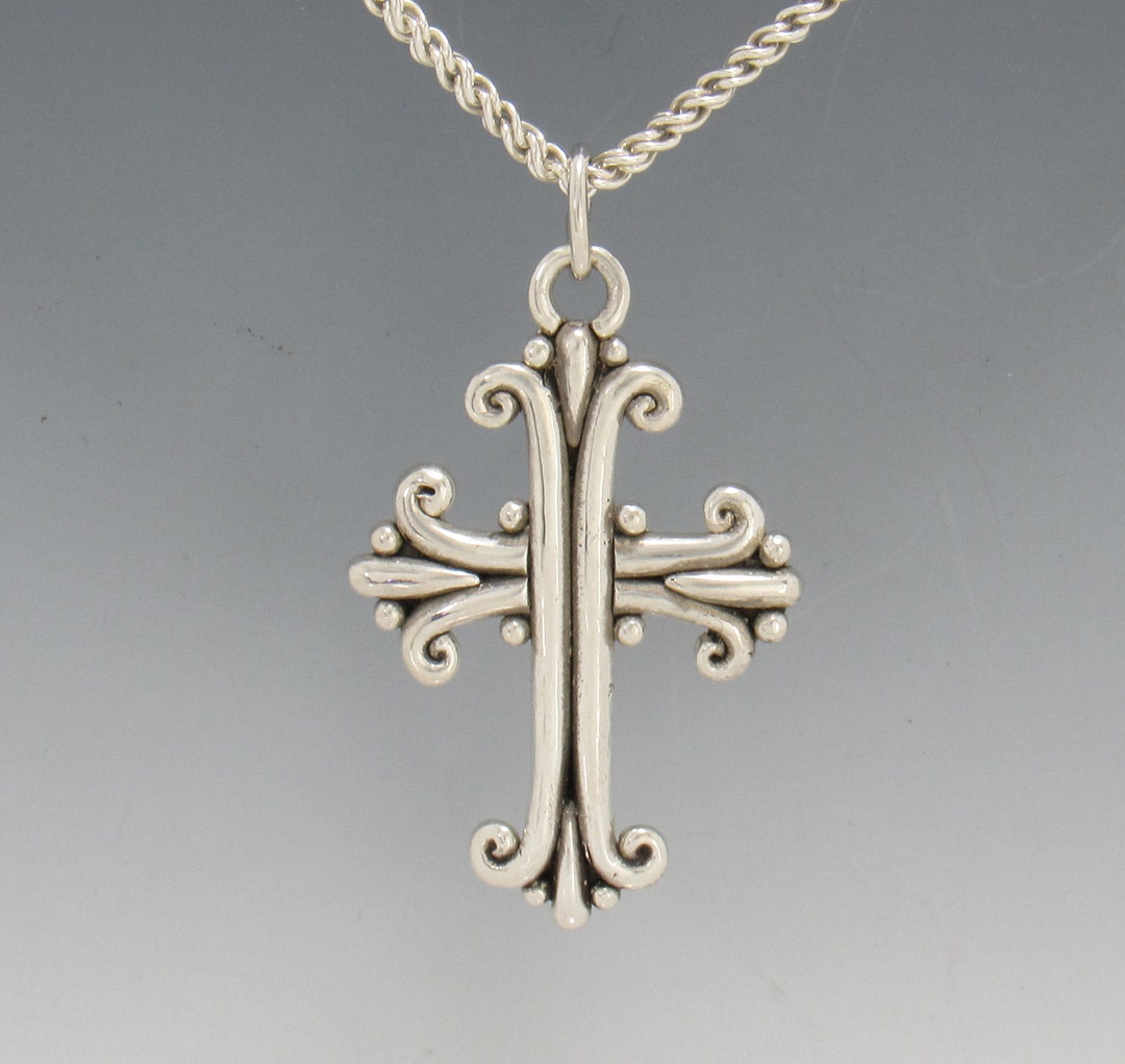 Sterling Silver Cross With 18" Chain, Handmade One of a Kind Artisan ...