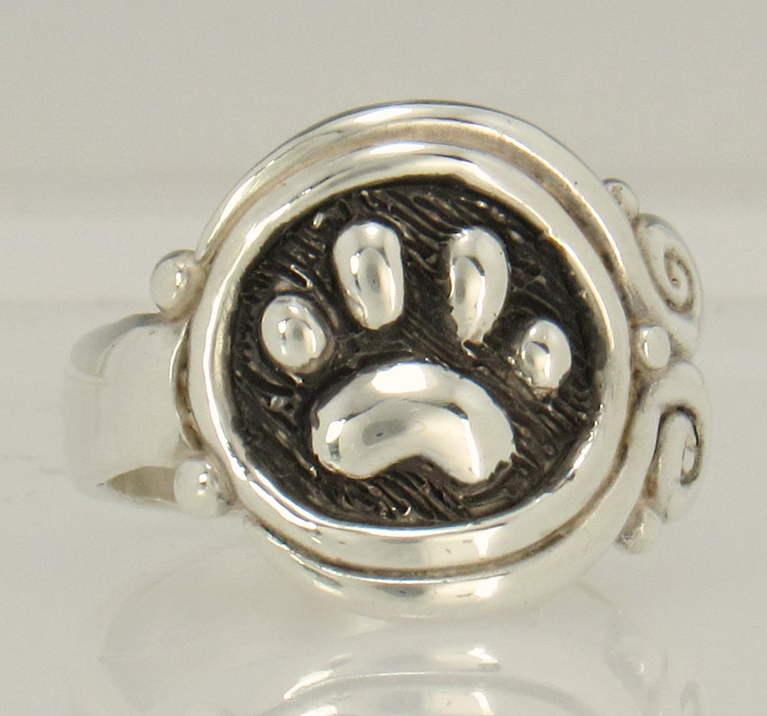 Sterling Silver Paw Print Ring- Handmade One of a Kind Artisan Ring ...