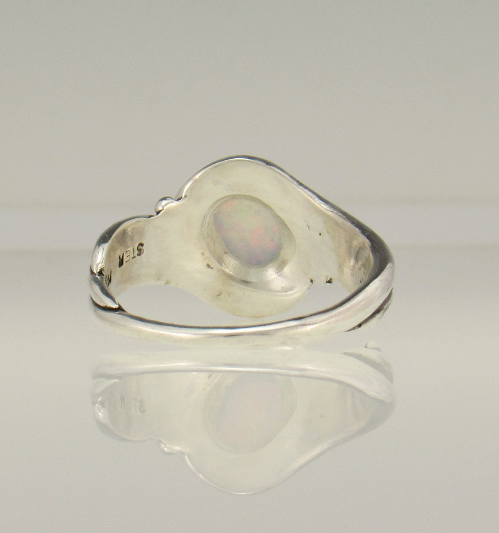 Sterling Silver Ring with 8x6 mm Oval Simulated Opal Size 7 | Etsy