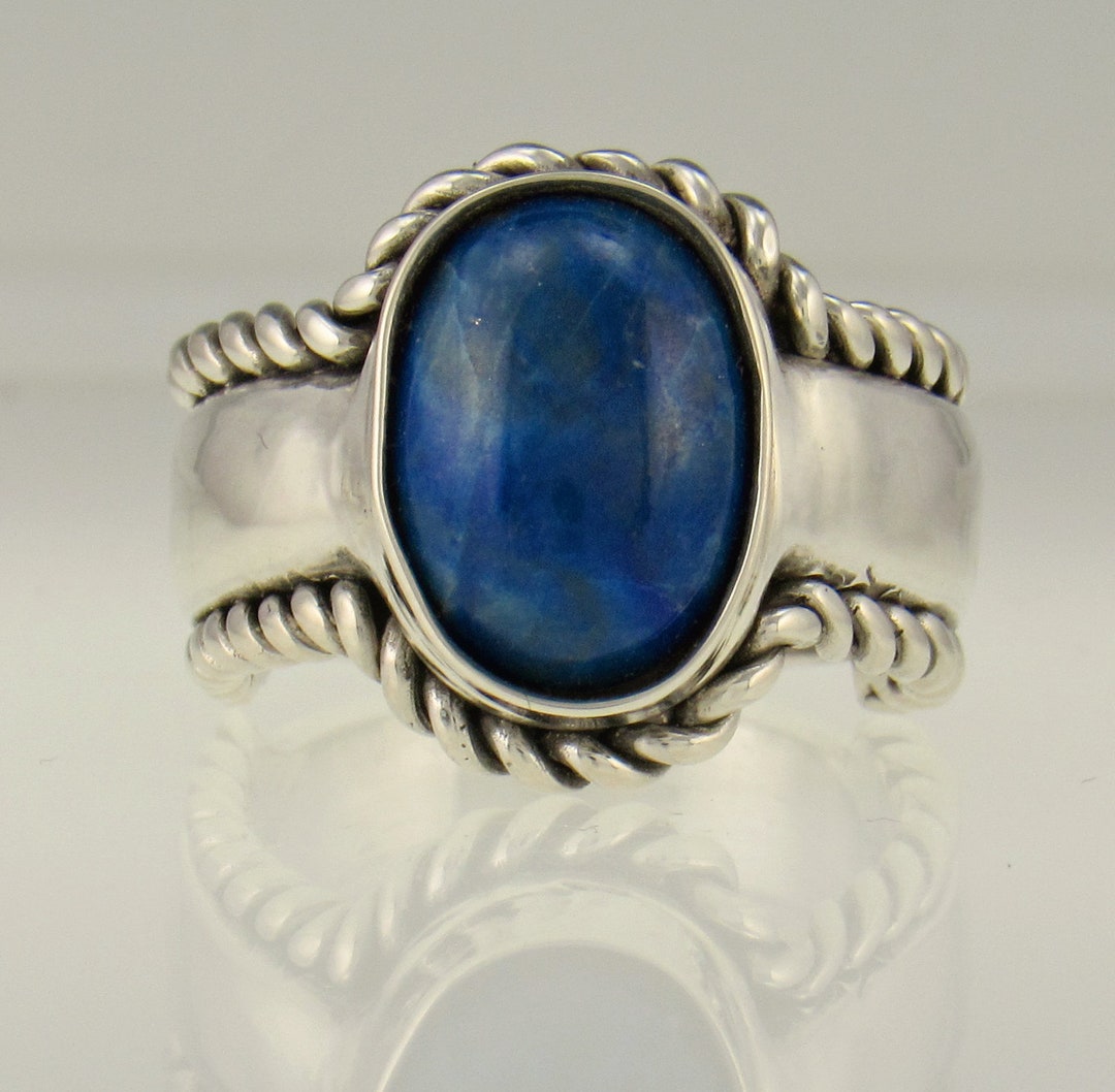 Sterling Silver 10 X 14 Mm Lapis Ring- Handmade One of a Kind Artisan ...