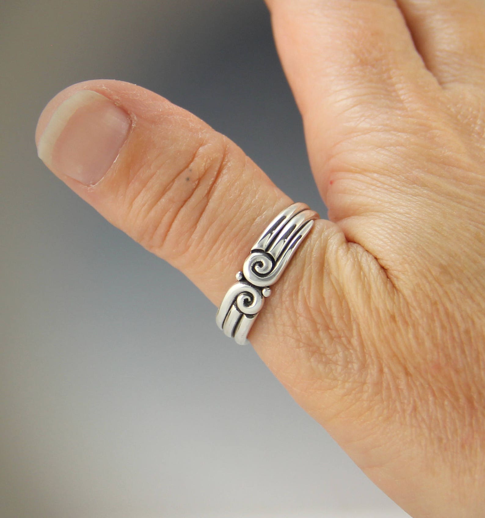 Sterling Silver Swirl Band One of a Kind Artisan Ring Made in - Etsy