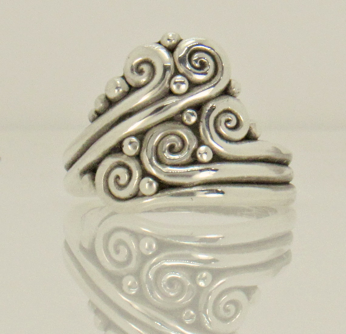 Sterling Silver Swirl Ocean Wave Ring Handmade One of a Kind - Etsy