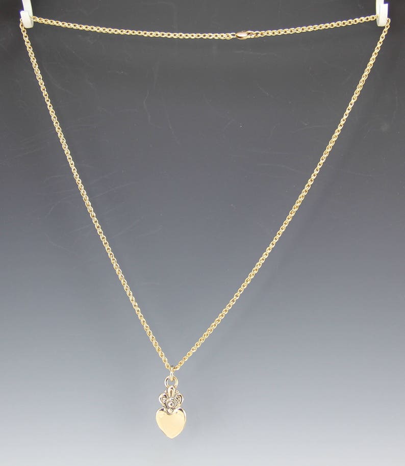 14k Yellow Gold Heart Necklace Handmade One of a Kind Artisan | Etsy