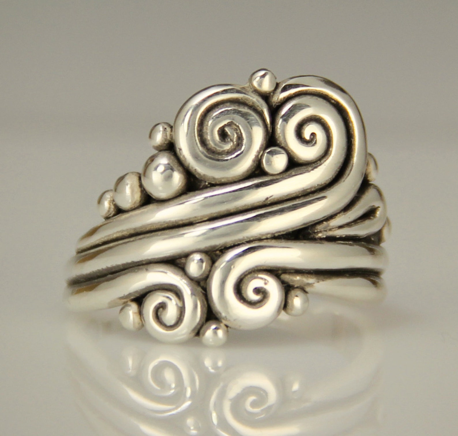 Sterling Silver Large Swirl Ring Handmade One of a Kind | Etsy