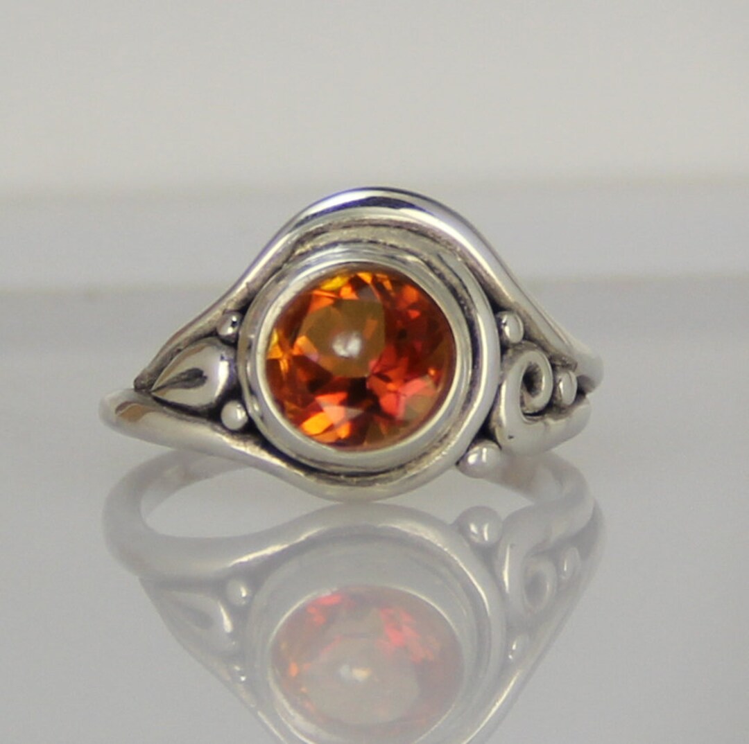 Sterling Silver Orange Azotic Topaz Ring, Handmade One of a Kind ...