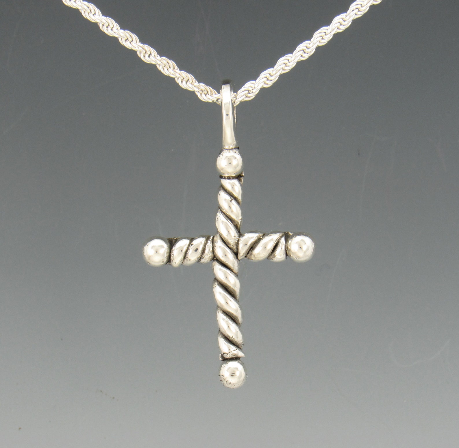 Sterling Silver Twisted Cross Pendant with 18 SS Chain | Etsy