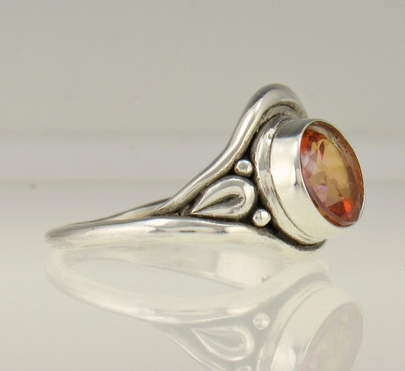 Sterling Silver Orange Azotic Topaz Ring Handmade One of a - Etsy