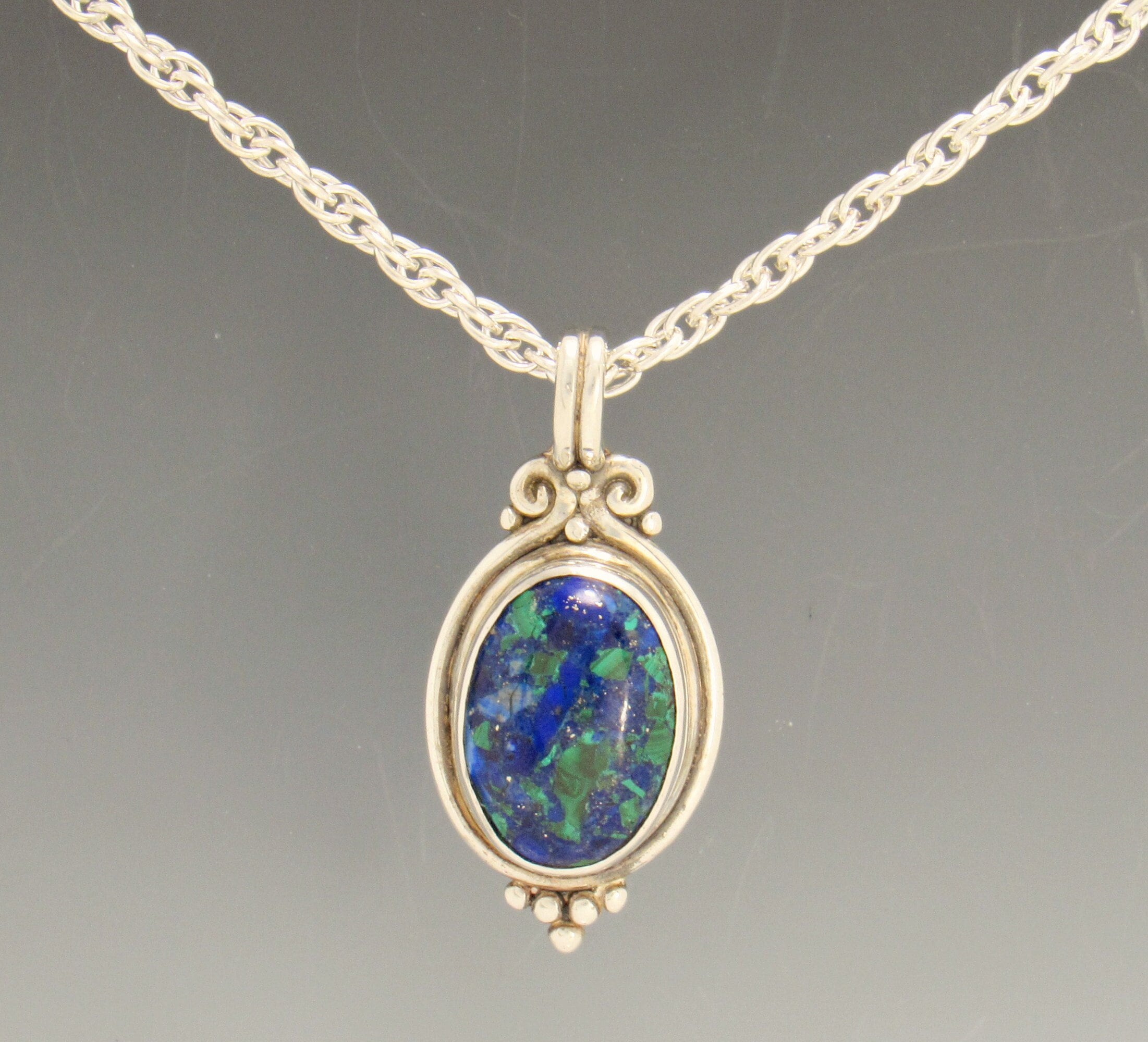 Sterling Silver Azurite/malachite Pendant- 18