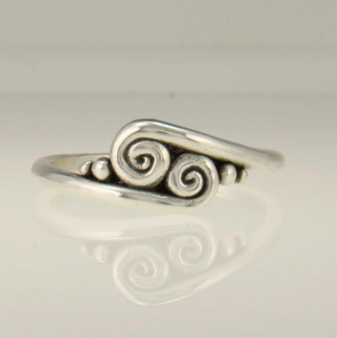 Sterling Silver Double Scroll Ring, Handmade One of a Kind Artisan Ring ...