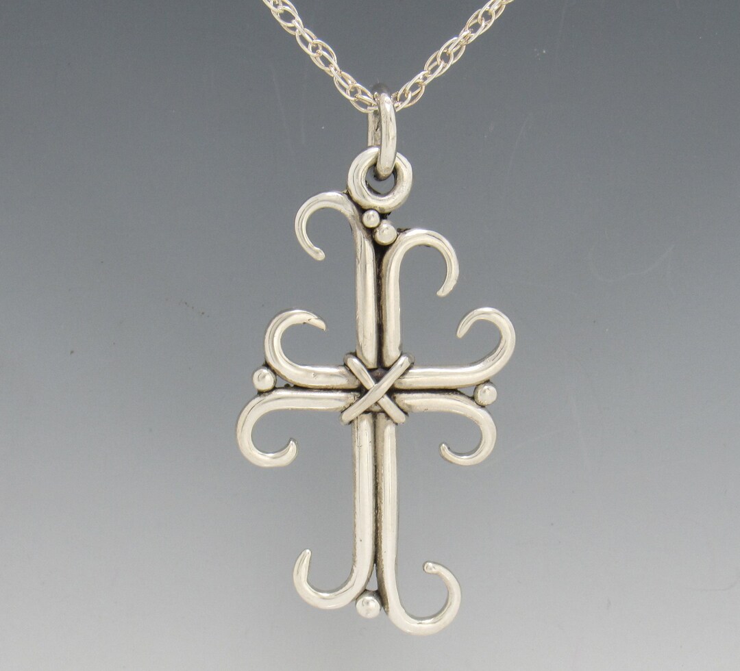 Large Sterling Silver Cross With 24 Inch Sterling Chain,handmade One of ...