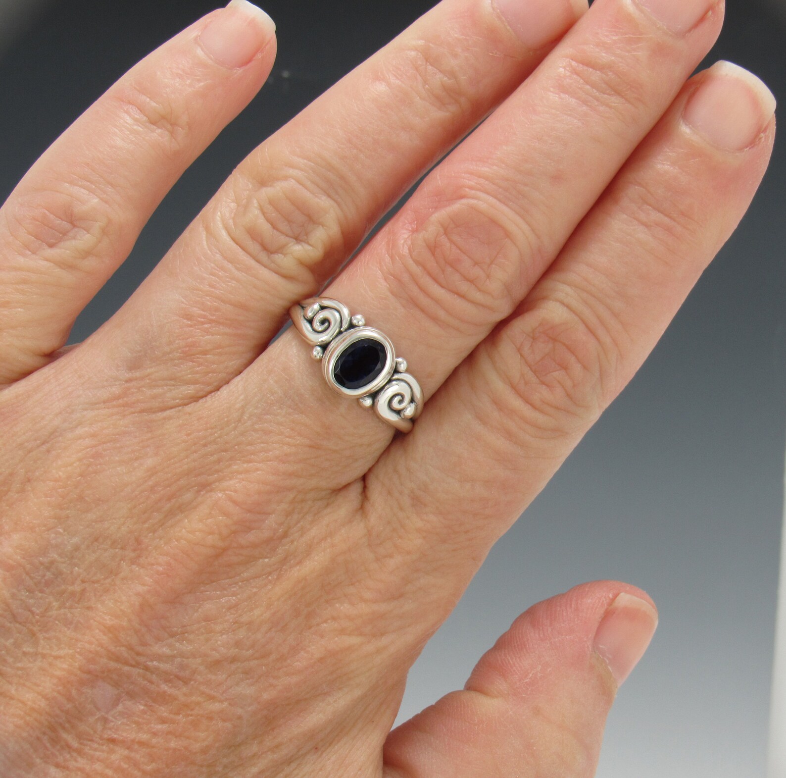 Sterling Silver 8x6 Oval Iolite Ring Handmade One of a Kind - Etsy