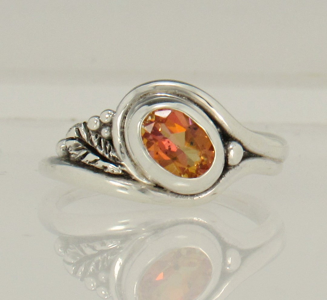 Sterling Silver 5 X 7 Mm Orange Topaz Ring- Handmade One of a Kind ...