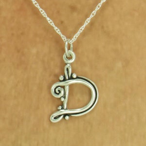 Sterling Silver Letter D Pendant Necklace, Victorian Swirl Design - Etsy