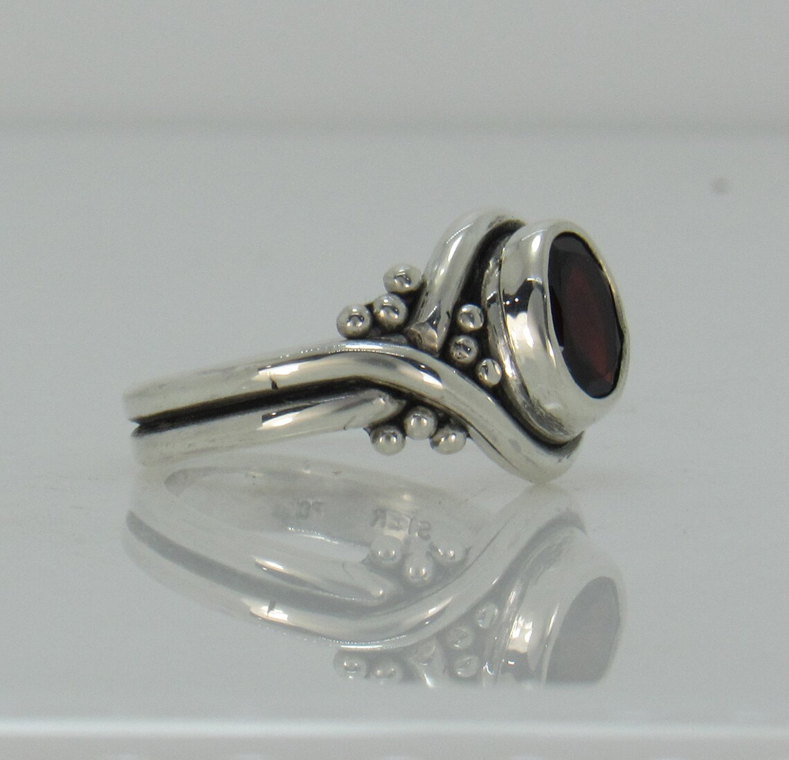 Sterling Silver 7 X 9 Mm Faceted Garnet Ring Size 8 Handmade - Etsy