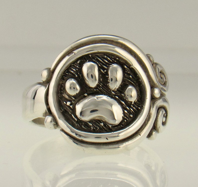 Sterling Silver Paw Print Ring Handmade One of a Kind Artisan | Etsy