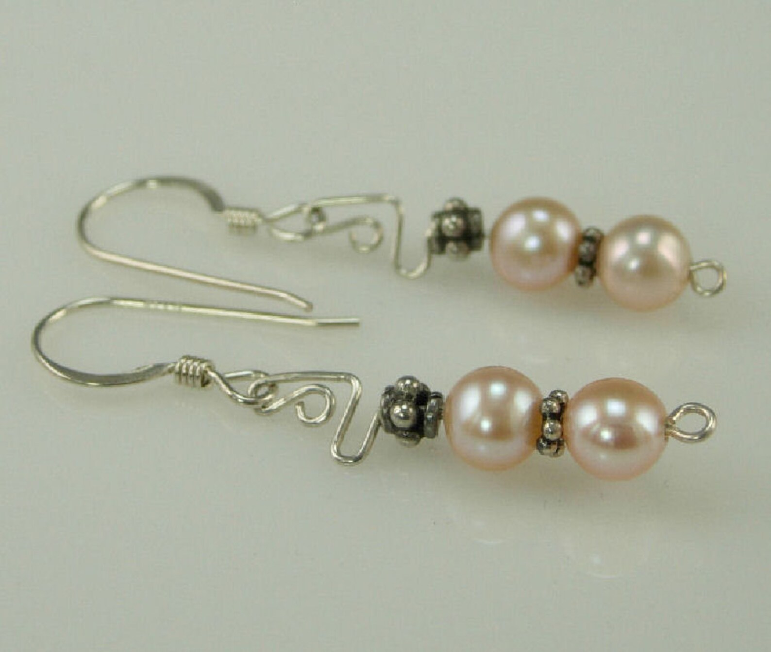 Rose Colored Pearl Earrings on Sterling Silver Wire With - Etsy