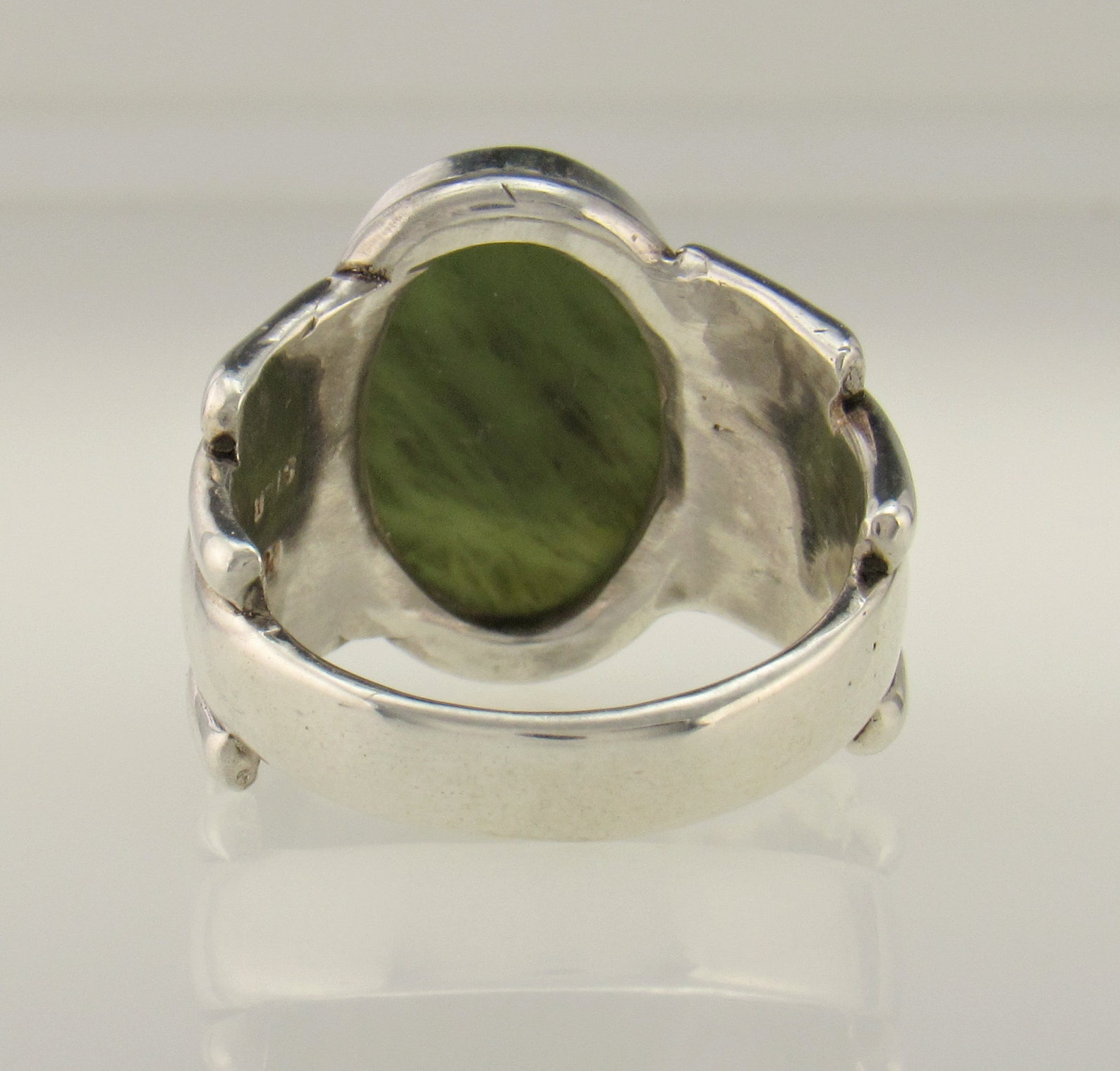 Sterling Silver Large Jade Ring Handmade One of a kind | Etsy