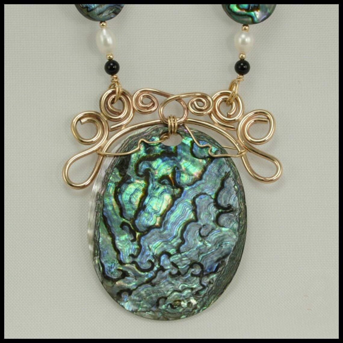 Paua Shell Wire Wrapped Necklace With Abalone Yellow Gold - Etsy