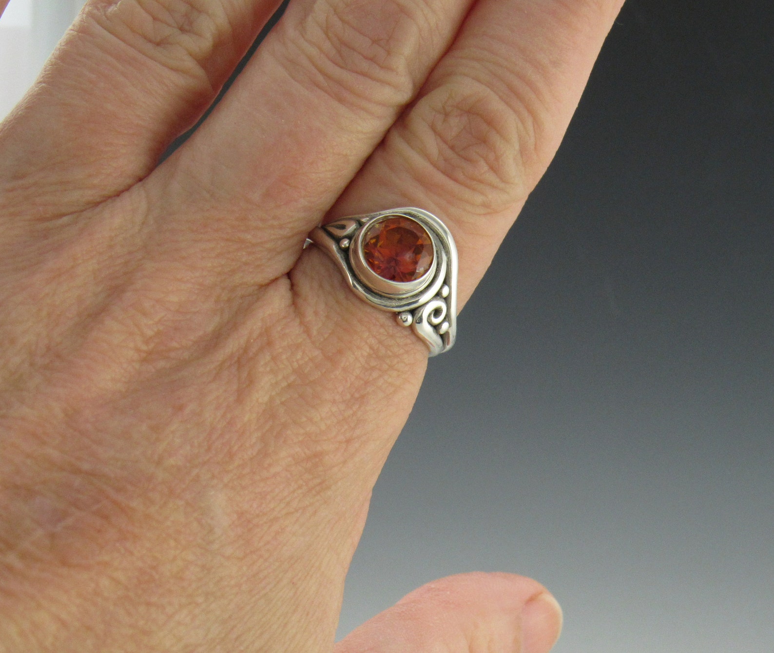 Sterling Silver Orange Azotic Topaz Ring Handmade One of a - Etsy