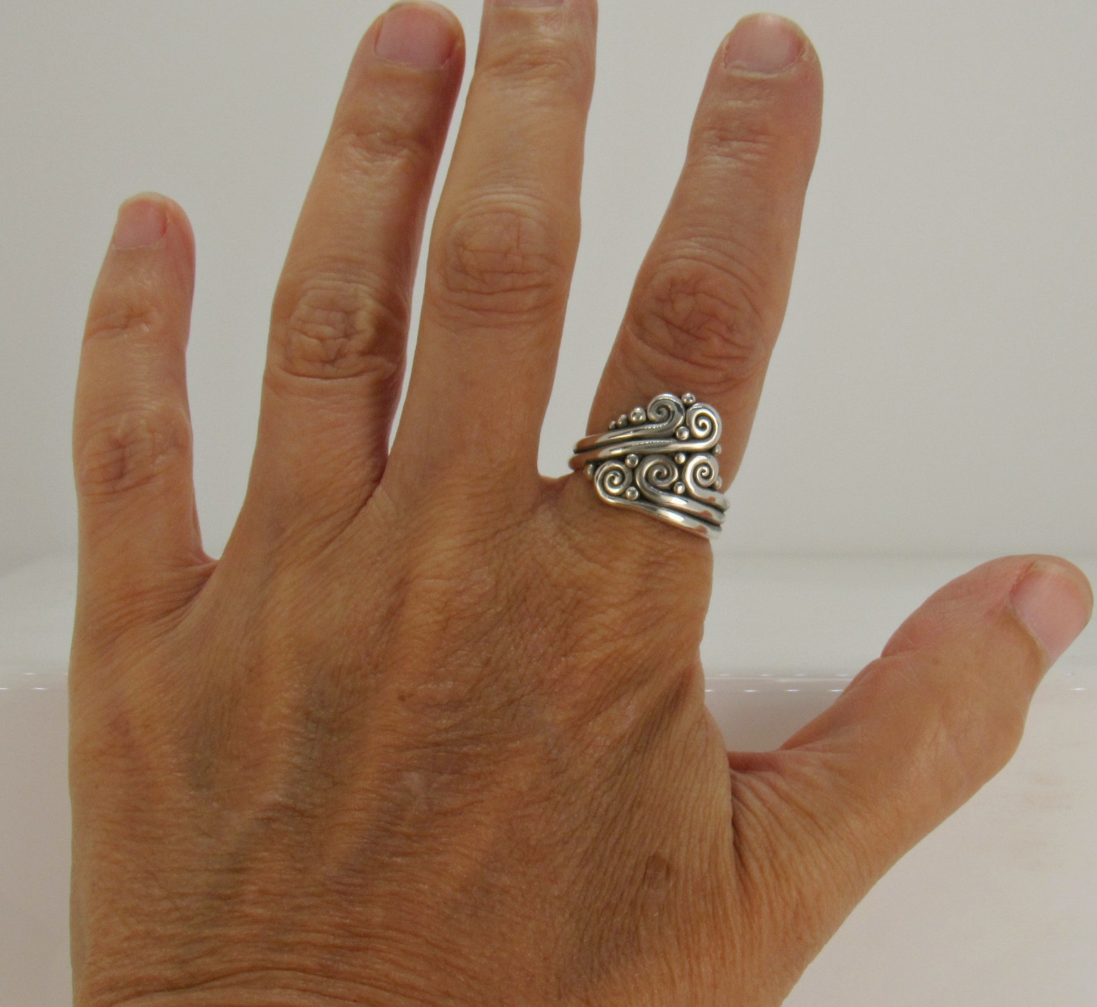 Sterling Silver Swirl Ocean Wave Ring Handmade One of a Kind - Etsy