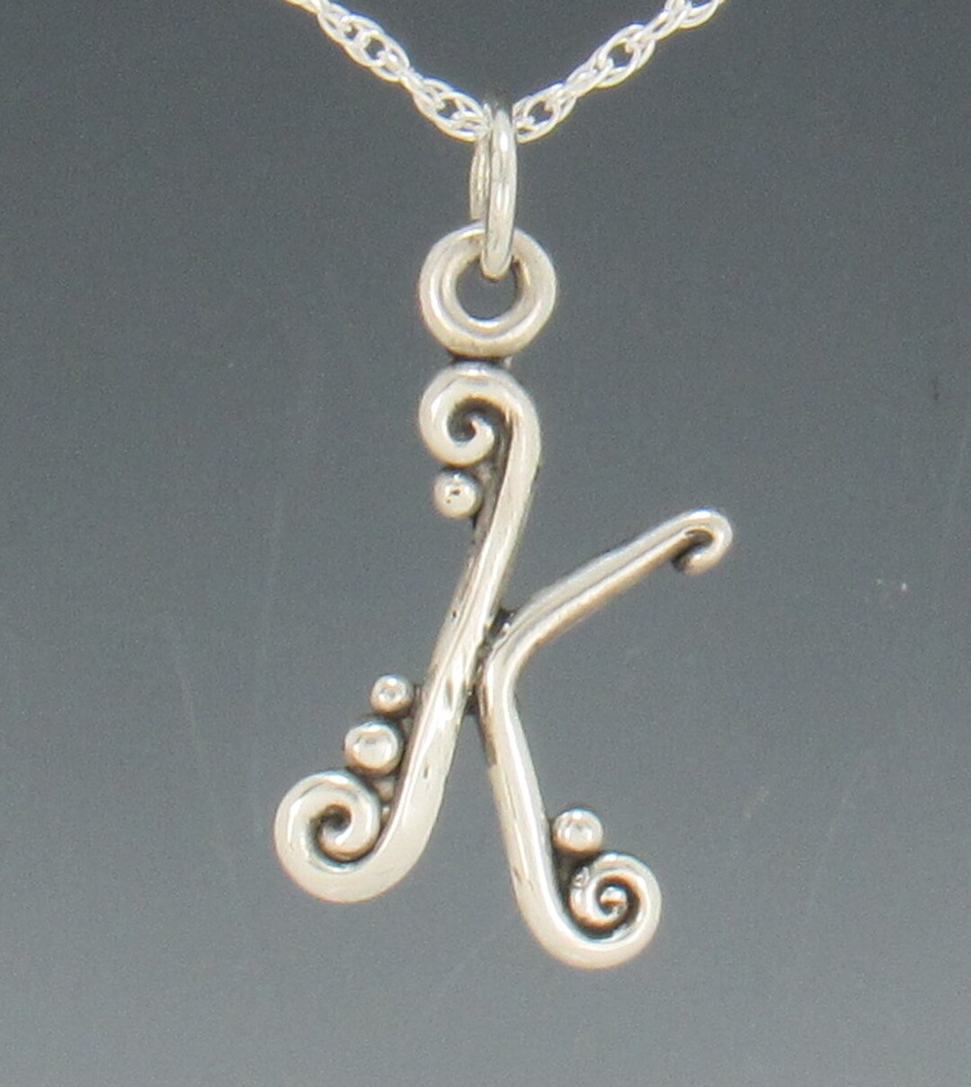 Sterling Silver Letter "k" Pendant or Charm, Handmade One of a Kind ...