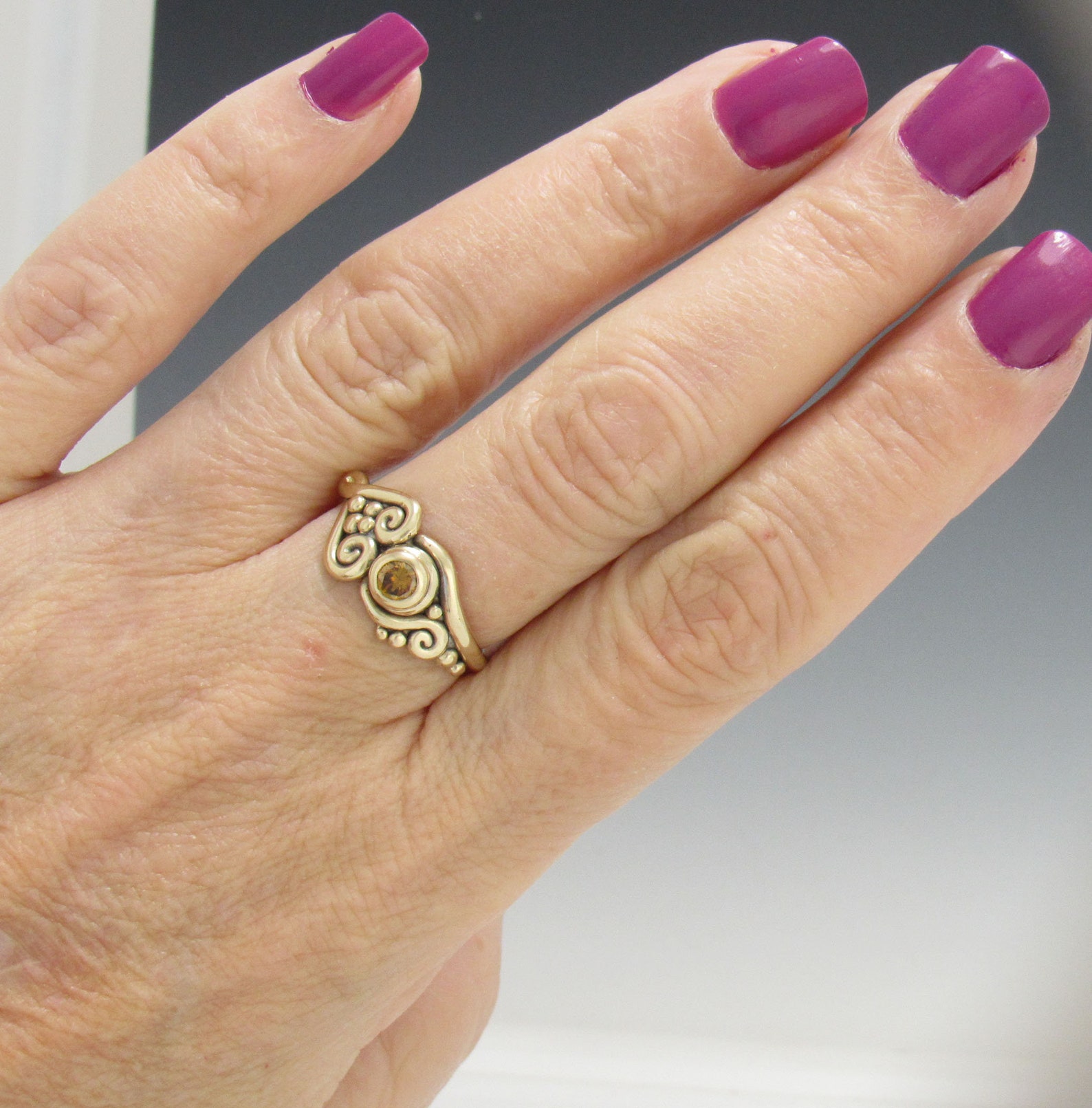 14k Yellow Ring With 4.2mm Cognac Diamond Handmade One of a | Etsy