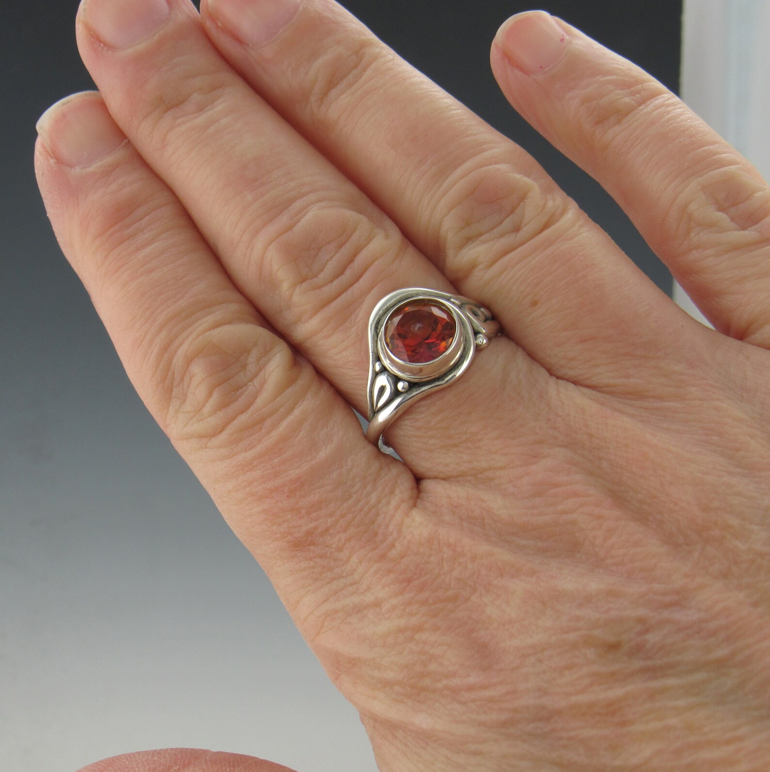 Sterling Silver Orange Azotic Topaz Ring Handmade One of a - Etsy