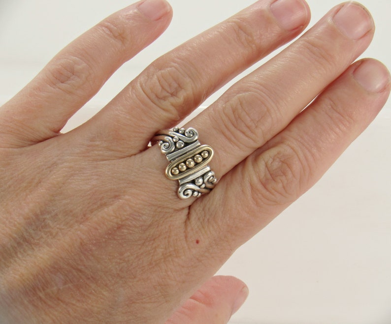Unique 14k Yellow Gold and Sterling Silver Ring Size 10 - Etsy