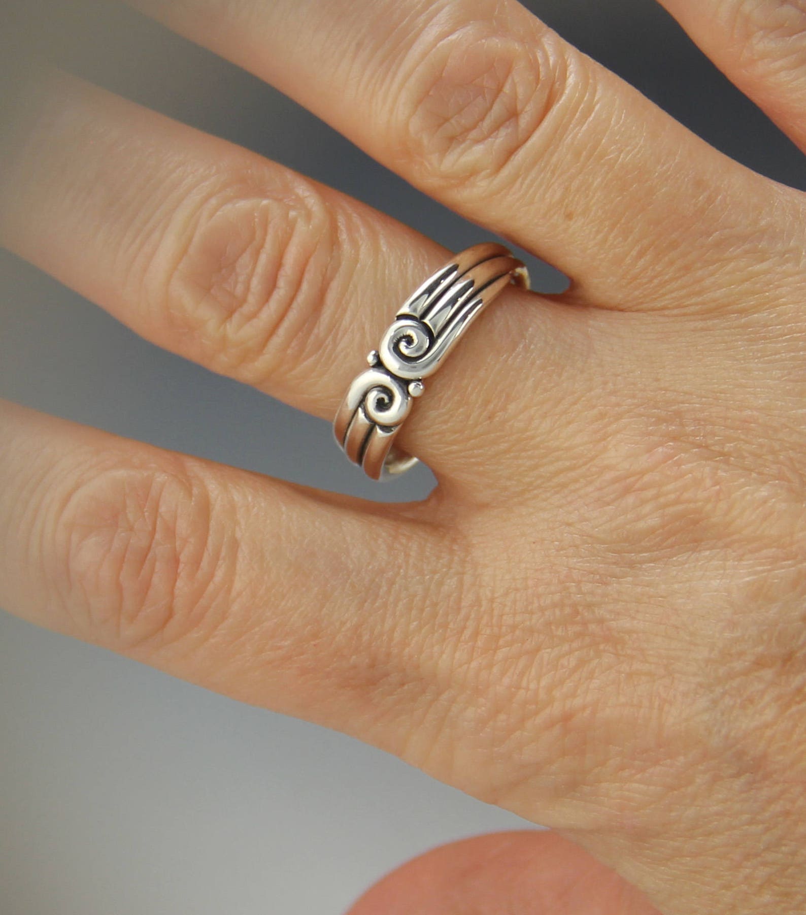 Sterling Silver Swirl Band One of a Kind Artisan Ring Made in - Etsy