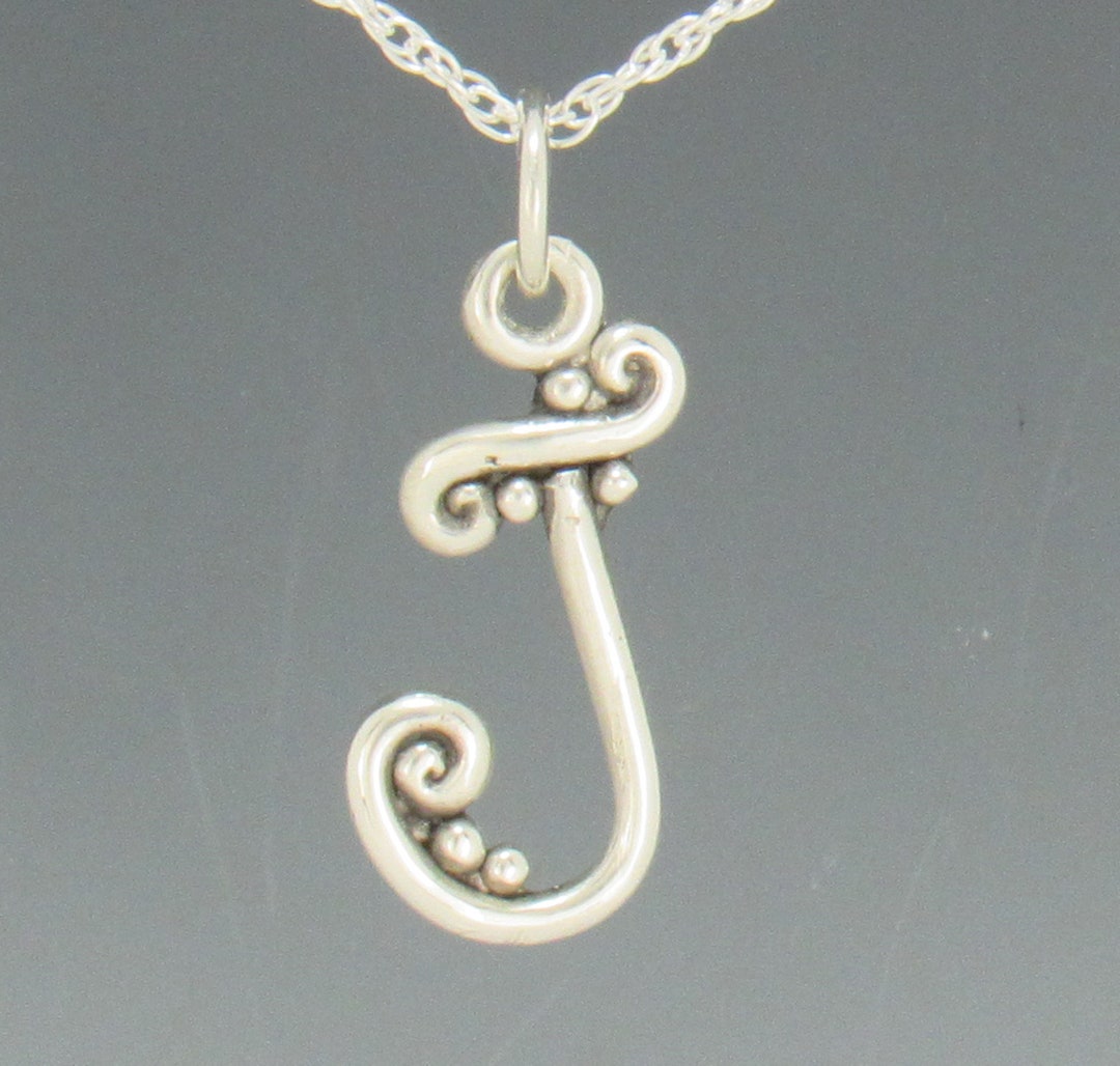 Sterling Silver Letter "j" Pendant or Charm, Handmade One of a Kind ...