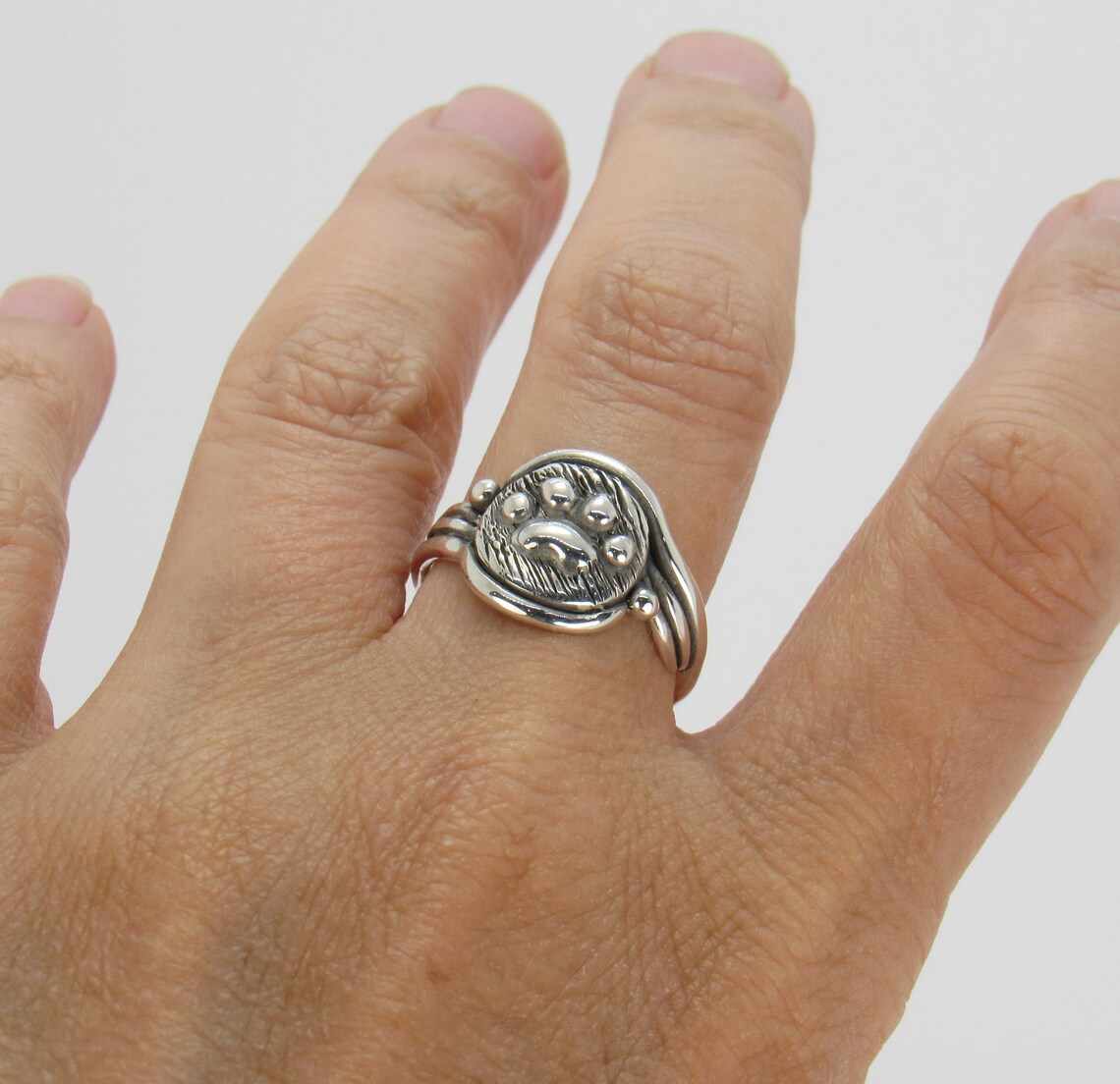 Sterling Silver Paw Print Ring Handmade One of a Kind Artisan - Etsy