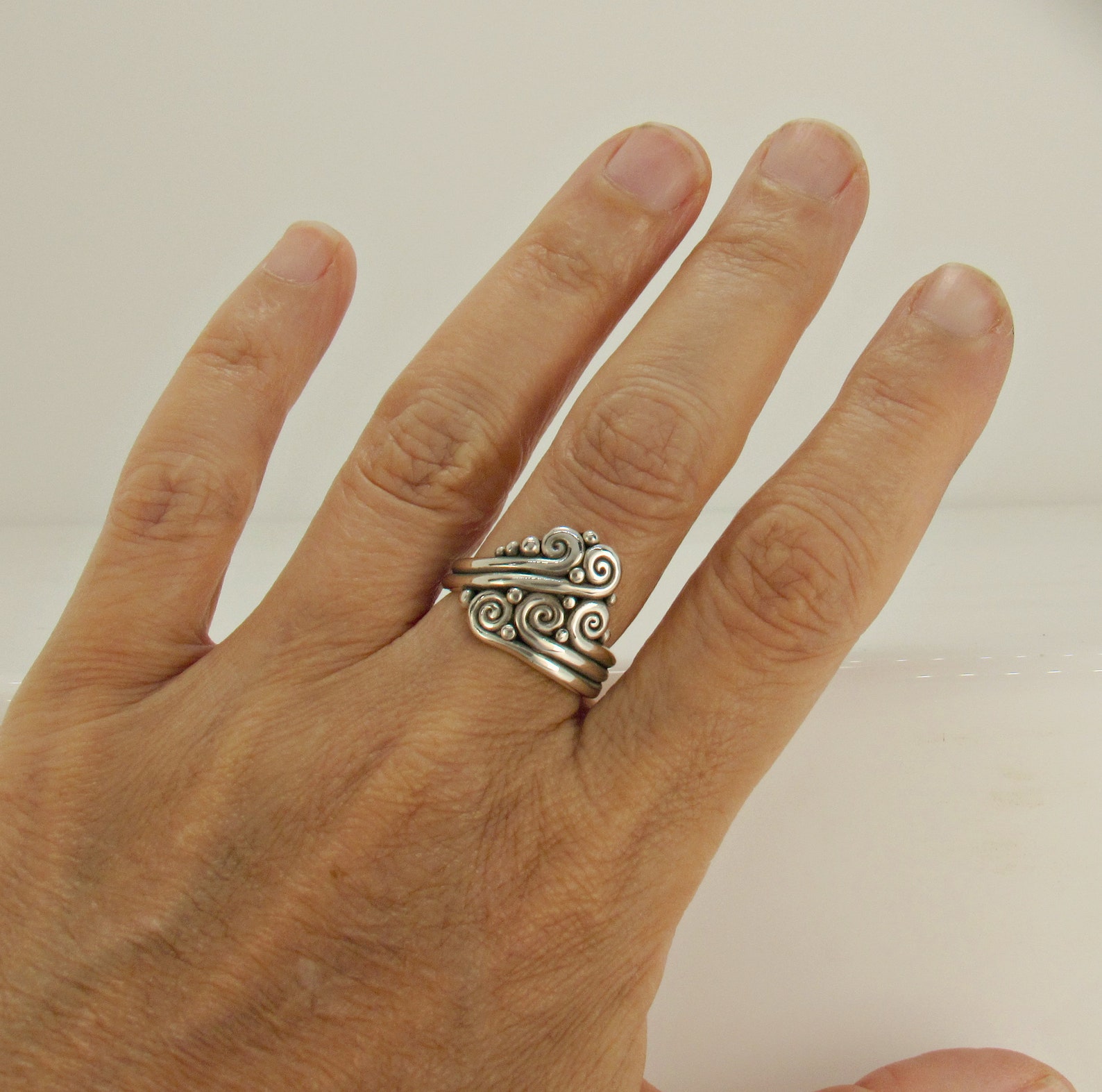 Sterling Silver Swirl Ocean Wave Ring Handmade One of a Kind - Etsy