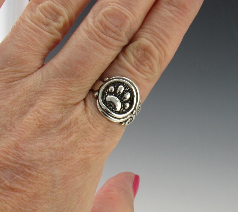 Sterling Silver Paw Print Ring Handmade One of a Kind Artisan | Etsy