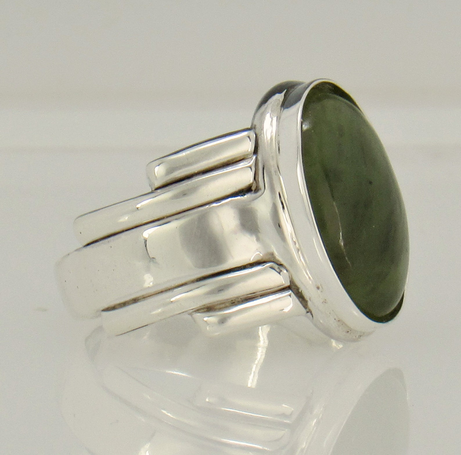 Sterling Silver Large Jade Ring Handmade One of a Kind - Etsy
