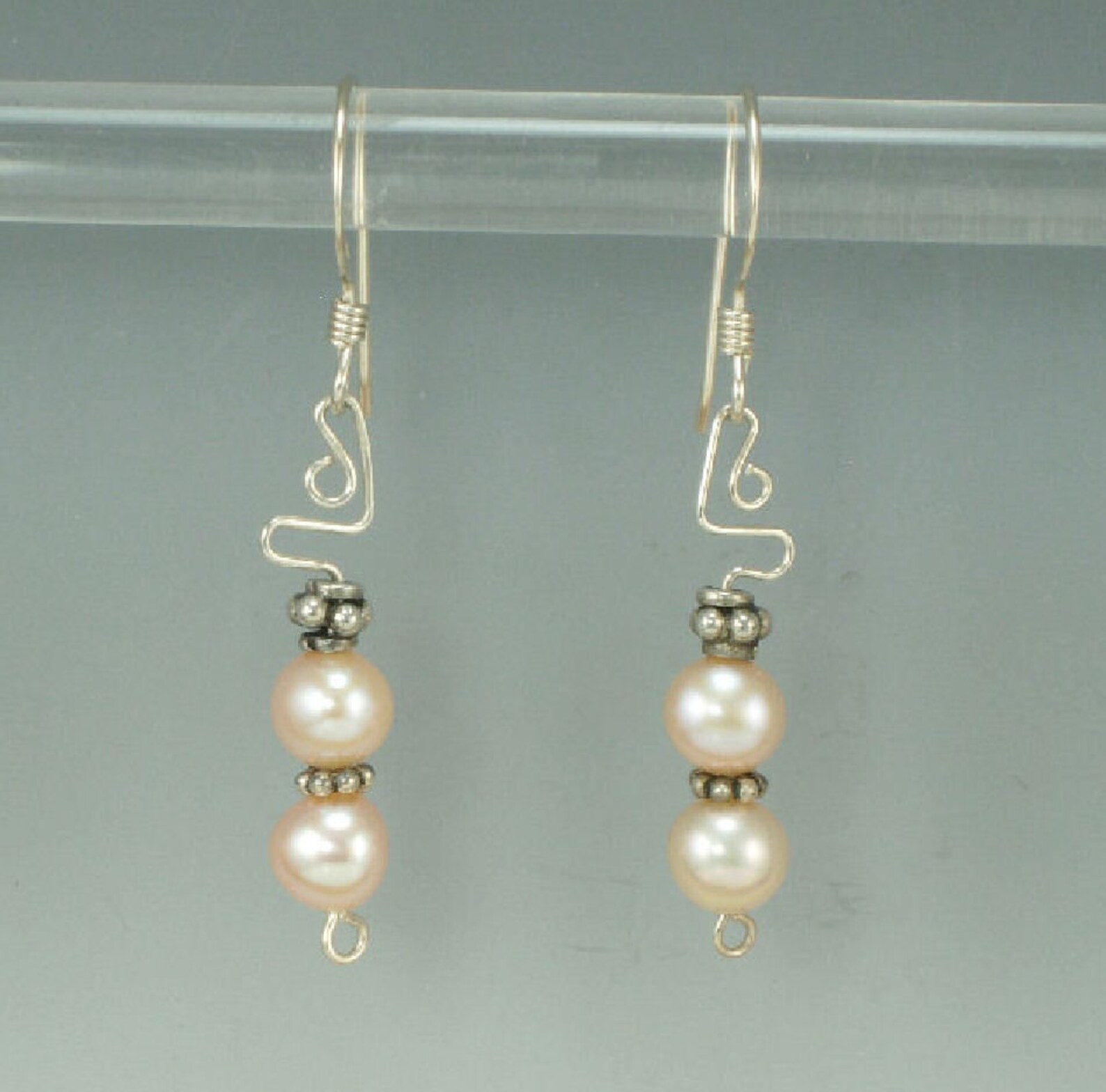 Rose Colored Pearl Earrings on Sterling Silver Wire with | Etsy
