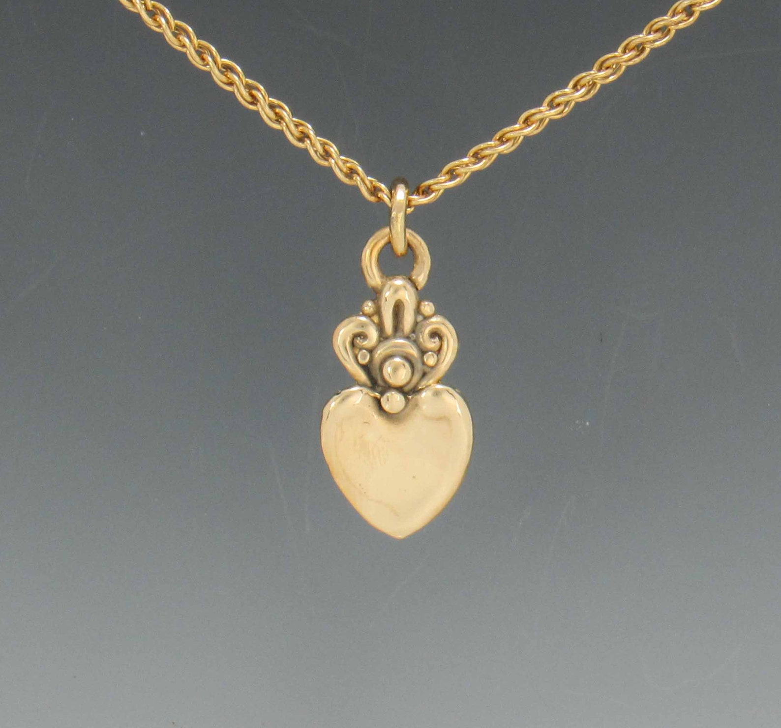14k Yellow Gold Heart Necklace Handmade One of a Kind Artisan | Etsy