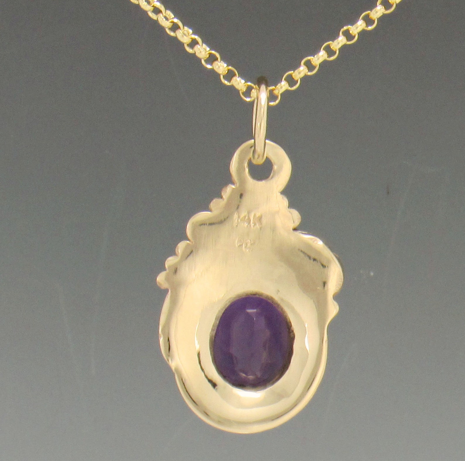 14k Yellow Gold Pendant With 10x8mm Amethyst, Handmade One of a Kind ...