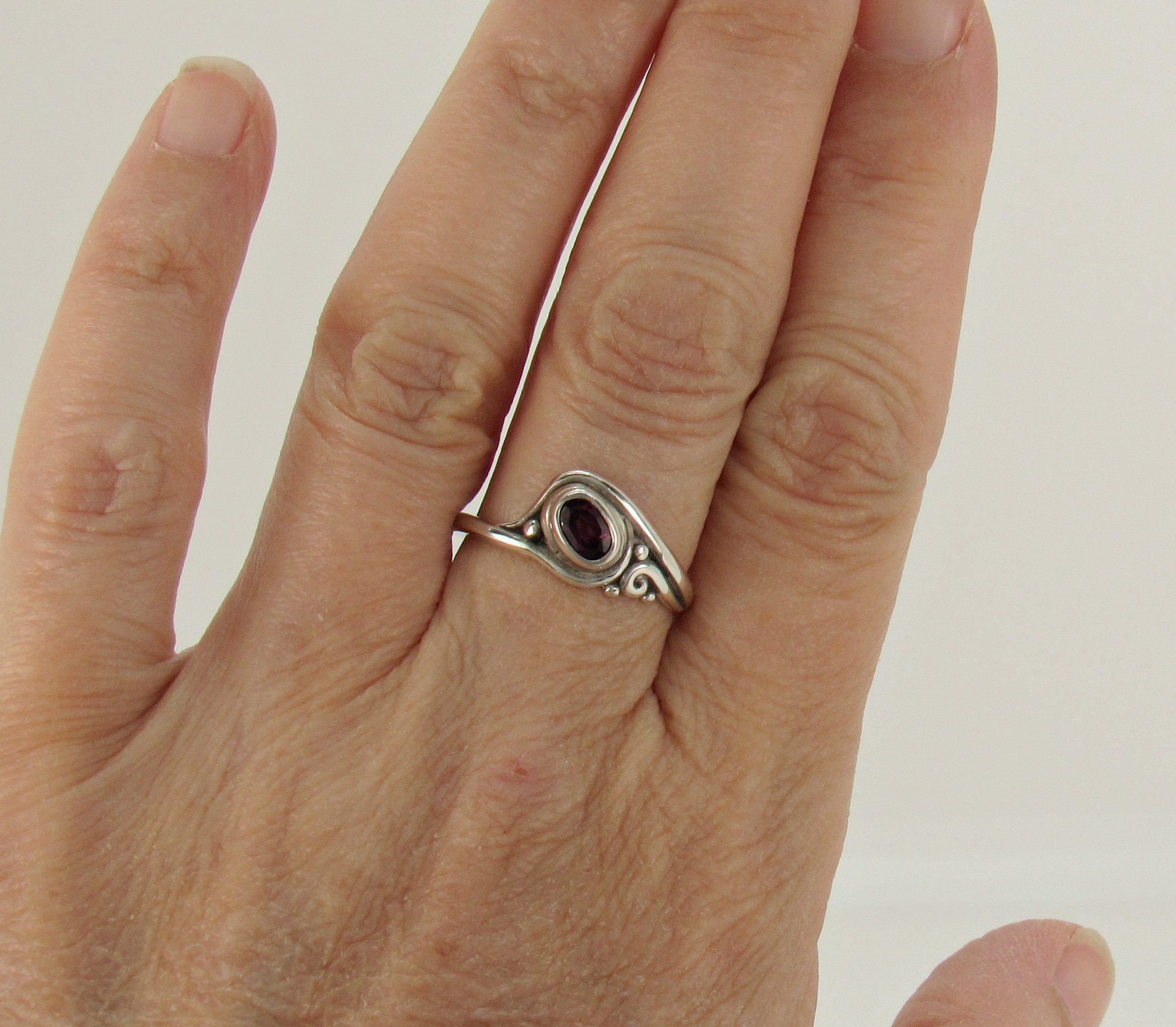 Sterling Silver 4x6 mm Grape Garnet Ring Handmade One of a | Etsy